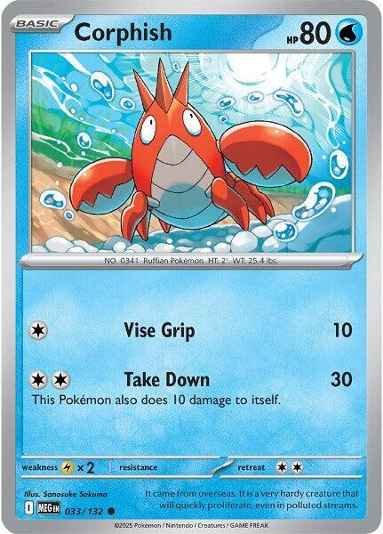 ME01: Mega Evolution – 033/132 – Corphish – Reverse Holo – Collectible ...