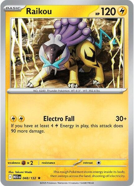 ME01: Mega Evolution – 048/132 – Raikou – Reverse Holo – Collectible.no ...