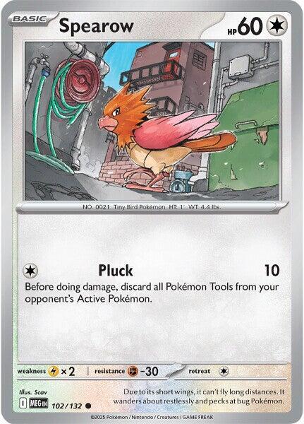 ME01: Mega Evolution – 102/132 – Spearow – Reverse Holo – Collectible ...